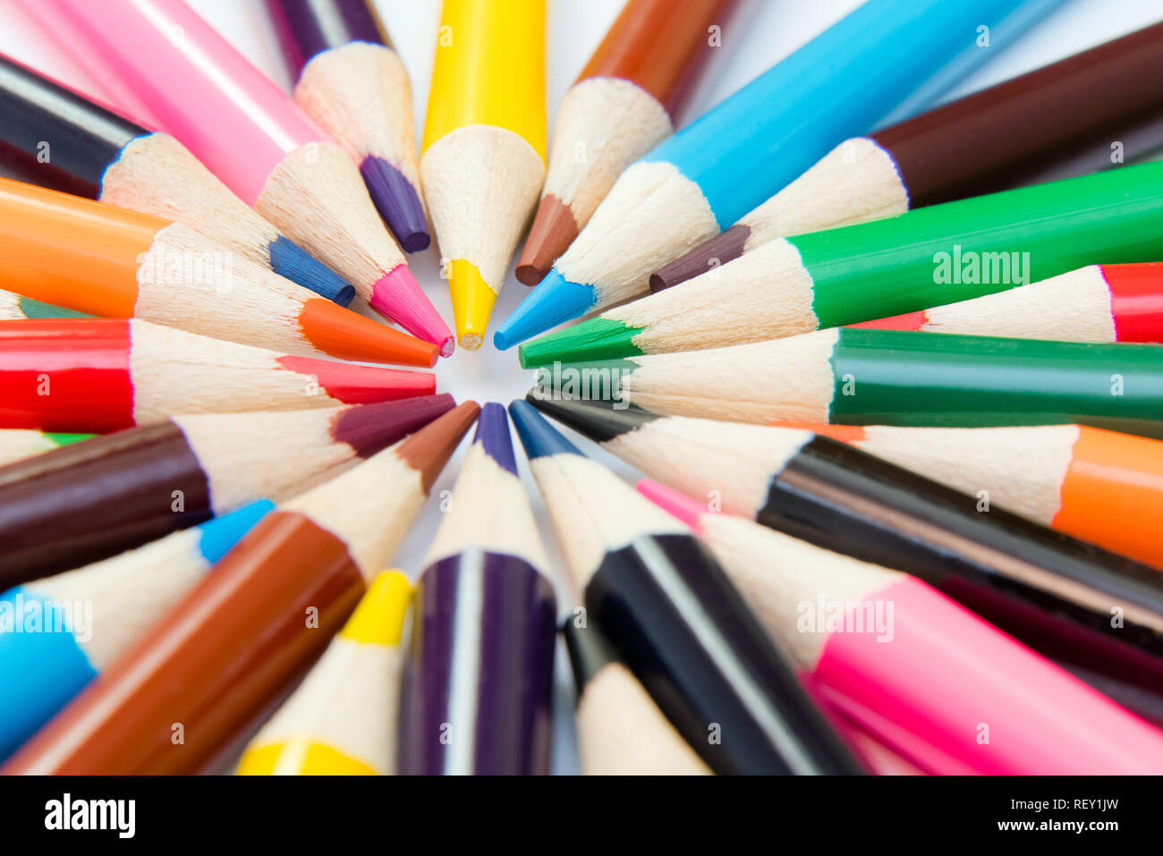 colored crayons isolated on white background , wood art pencil for ...