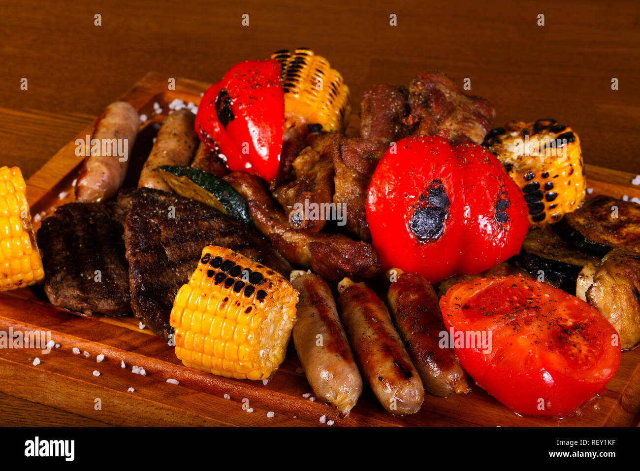 Grilled meat mix plate Stock Photo - Alamy