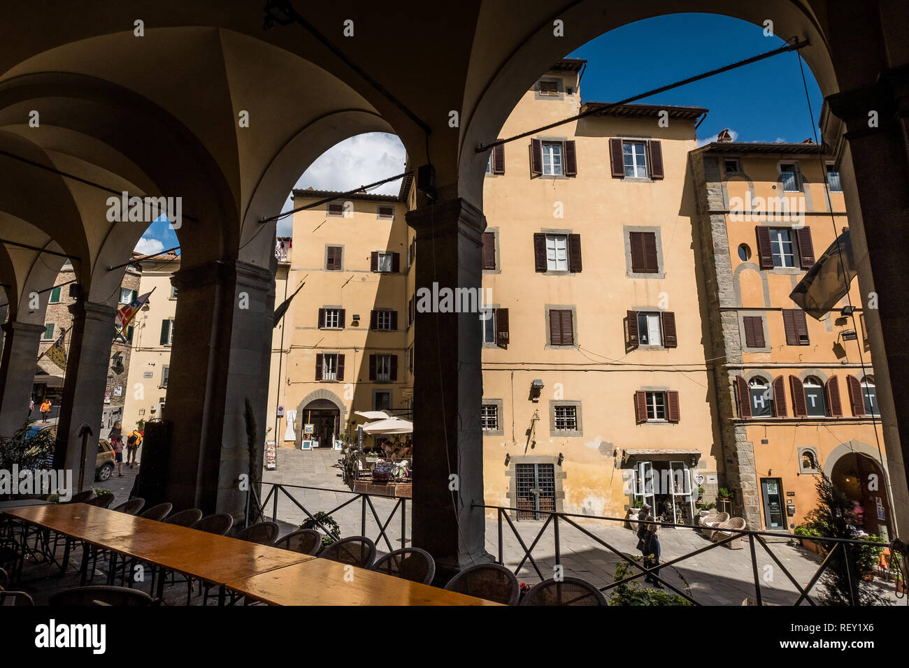CORTONA, ITALY - MAY 13, 2018: Signorelli square in the city center ...