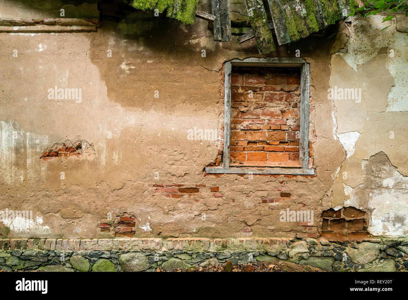 window of an abandoned house covered with bricks Stock Photo - Alamy