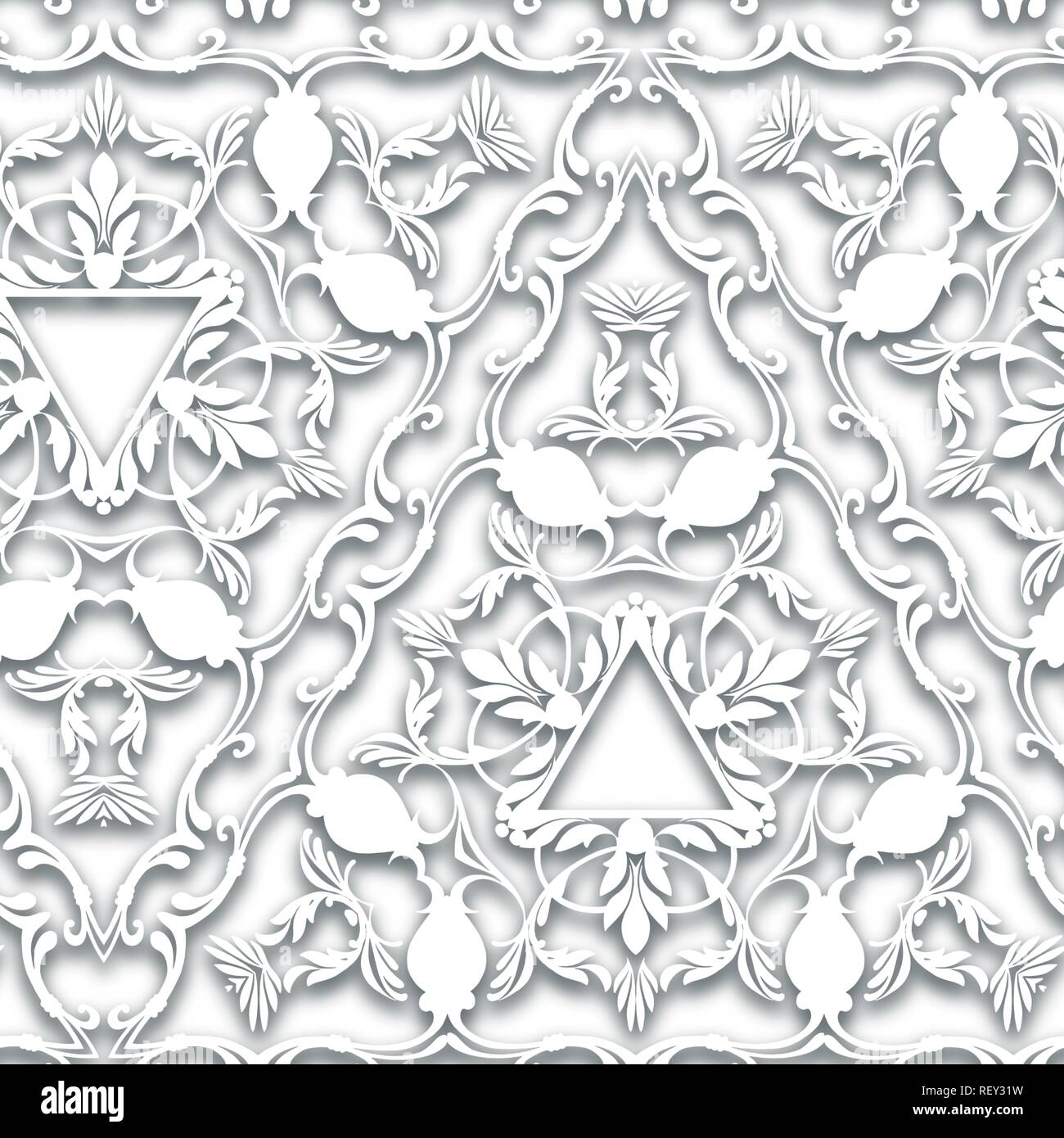 Seamless white baroque pattern Stock Photo - Alamy