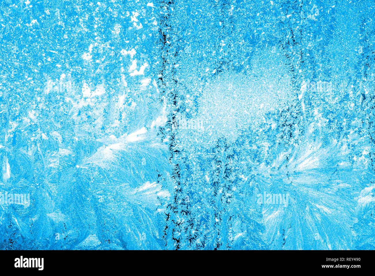 Abstract winter background - blue frozen window outdoors Stock Photo ...
