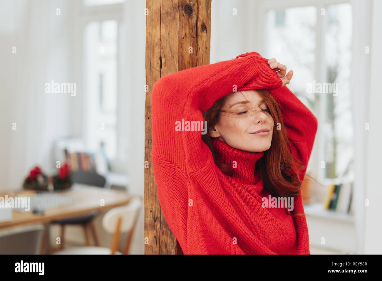 Hands above head woman hi-res stock photography and images - Alamy