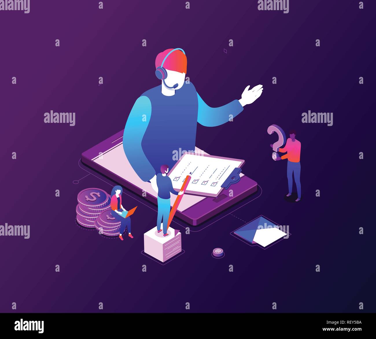 Technical support - modern colorful isometric vector illustration Stock ...