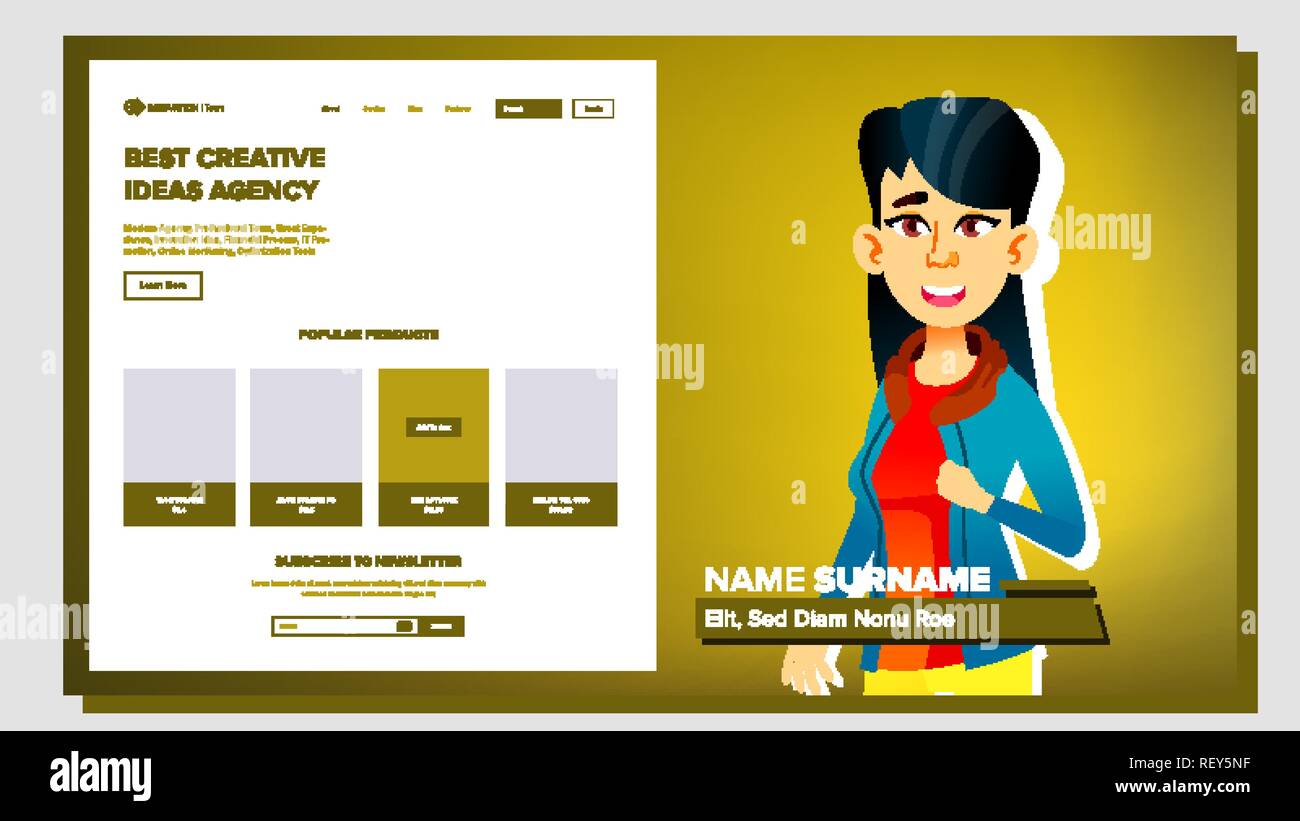 Self Presentation Vector. Asian Female. Introduce Yourself Or Your ...
