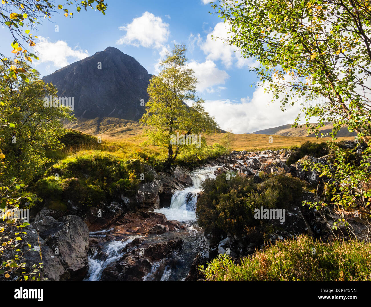 Glen Etive, Buachaille Etive Mor in the Glen Coe area, Scotland Stock ...