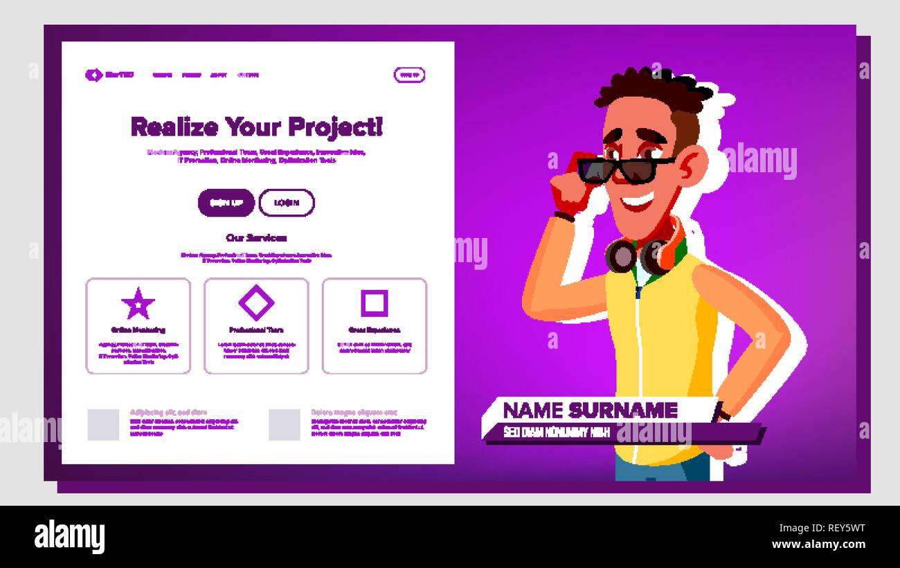 Self Presentation Vector. African American Male. Introduce Yourself Or ...