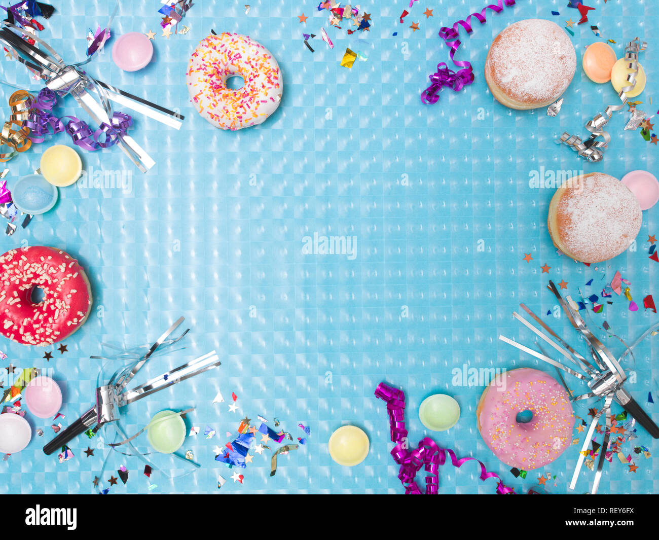 blue carnival effect background with various carnival utensils Stock ...