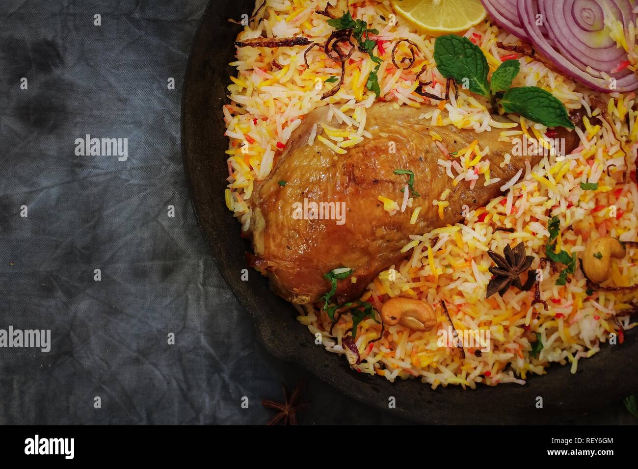 Turkey Biryani / Thanksgiving dinner overhead view Stock Photo - Alamy