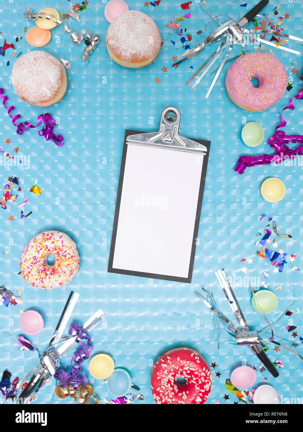 blue carnival effect background with various carnival utensils Stock ...