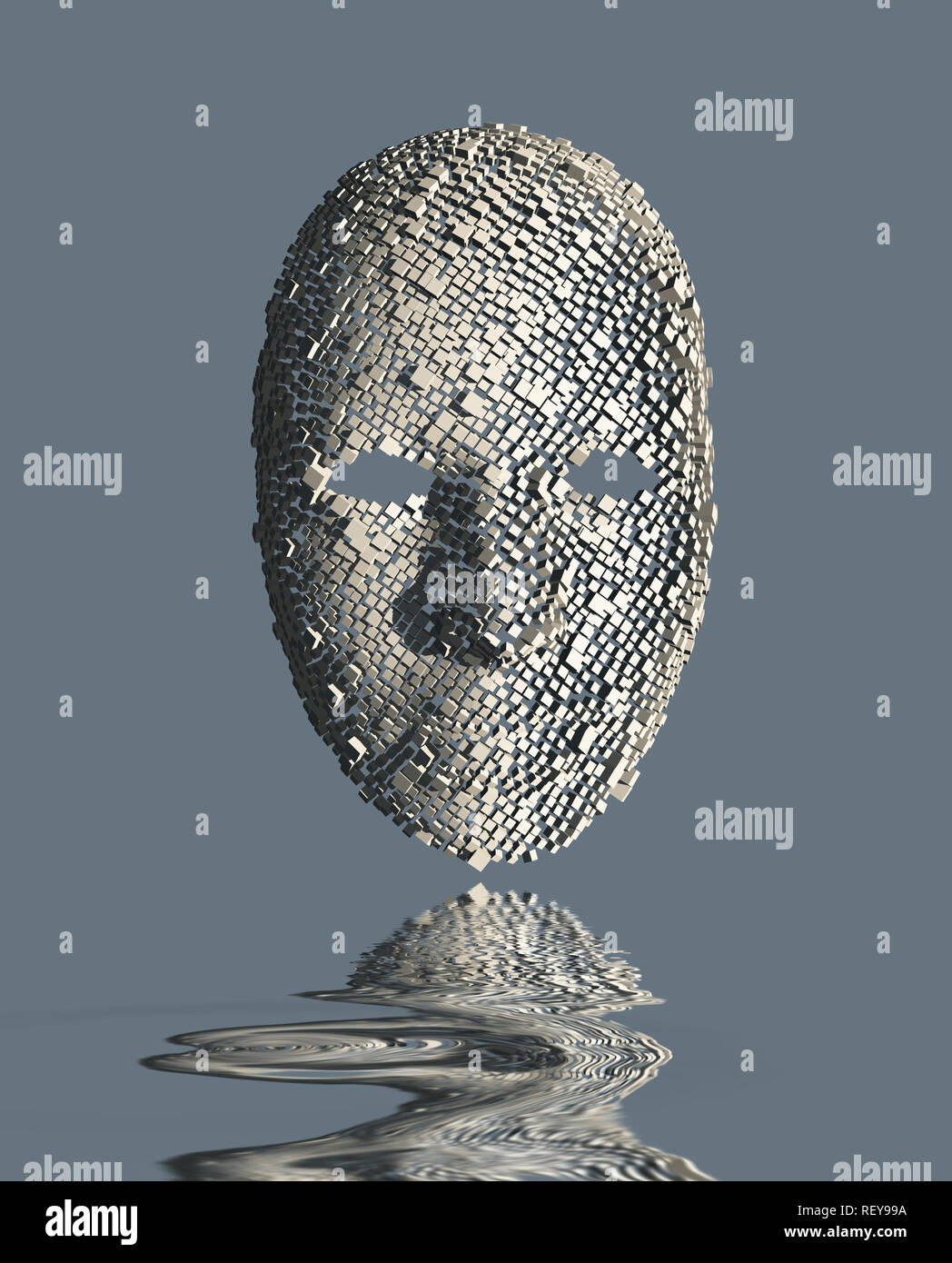 Surreal Mask and Water Reflection Stock Photo - Alamy
