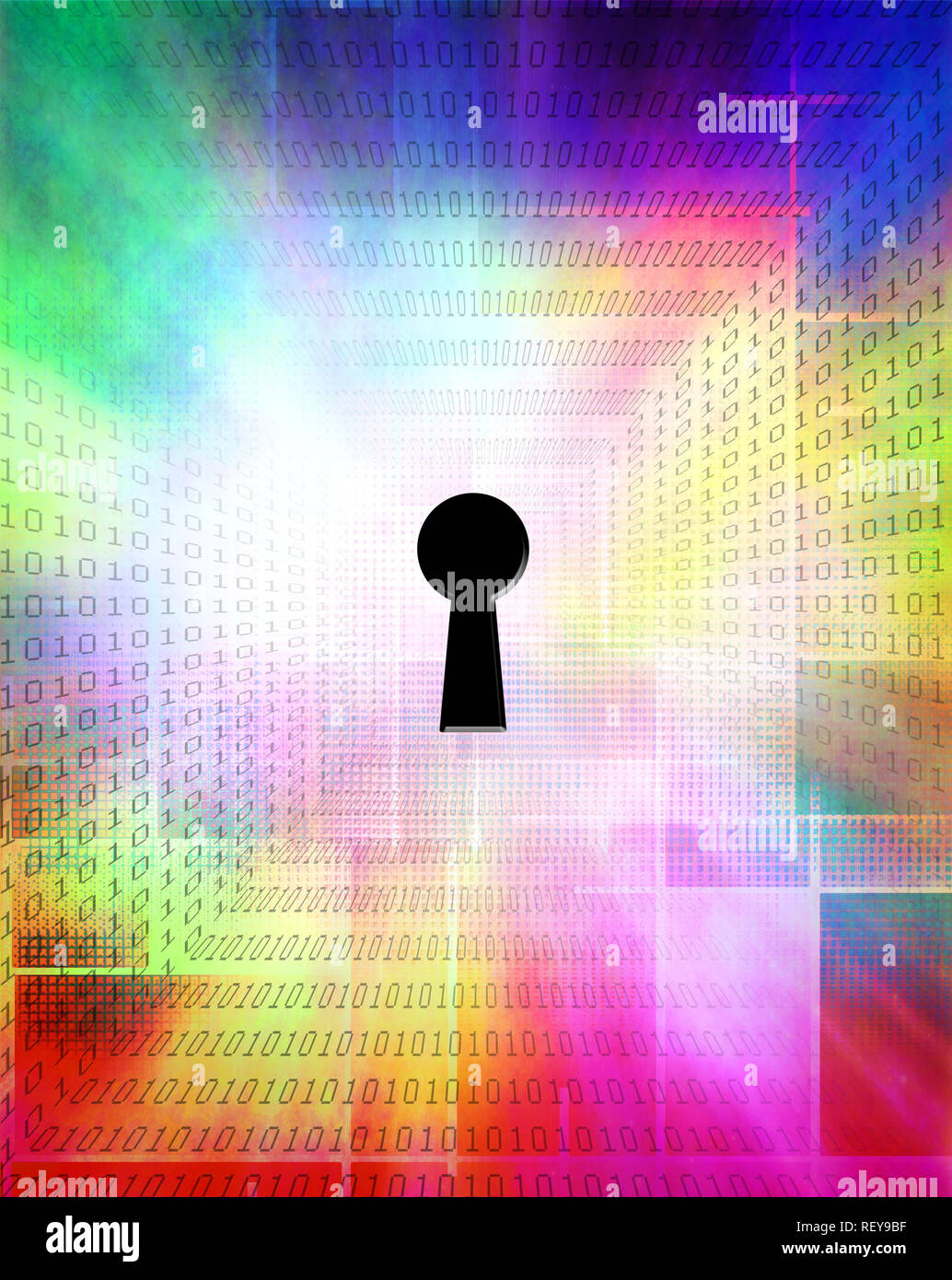 Modern art. Keyhole and binary code on a background Stock Photo - Alamy