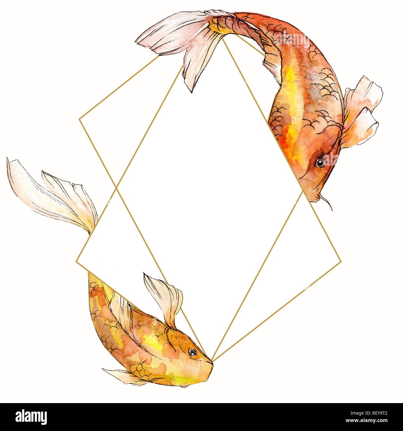 Watercolor aquatic underwater colorful tropical fish set. Red sea and ...