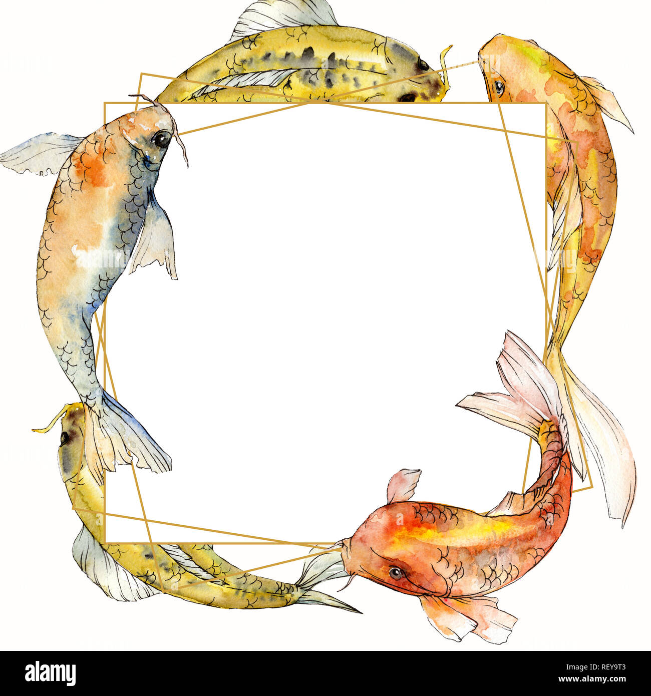 Watercolor aquatic underwater colorful tropical fish set. Red sea and ...