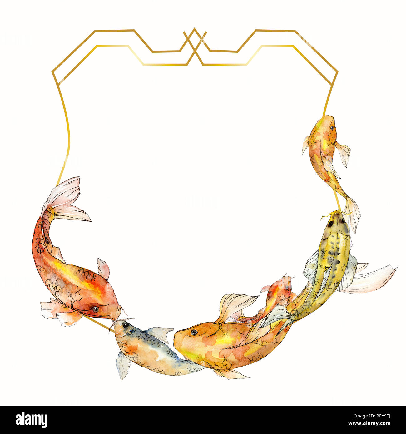 Watercolor aquatic underwater colorful tropical fish set. Red sea and ...