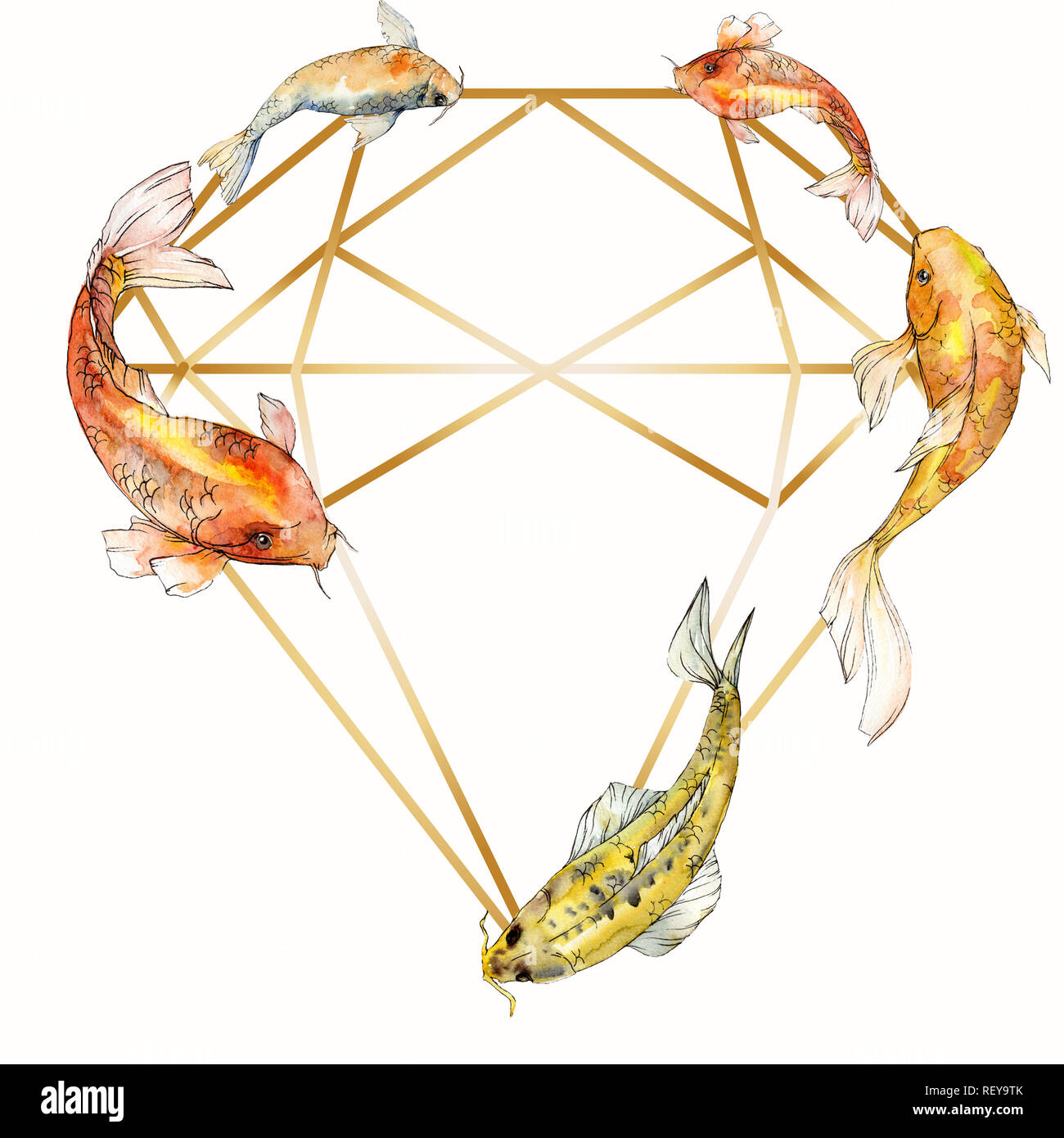 Watercolor aquatic underwater colorful tropical fish set. Red sea and ...