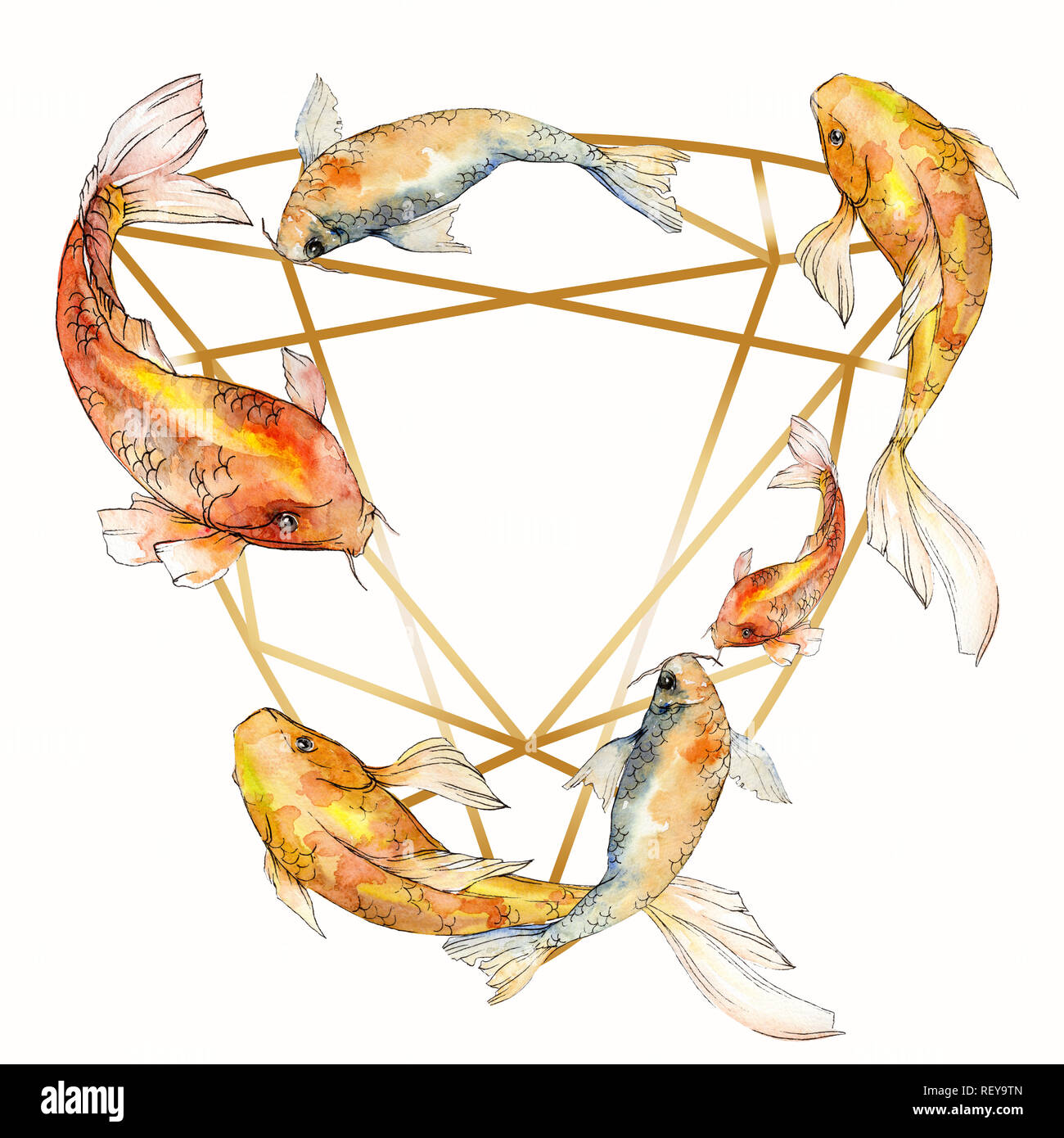 Watercolor aquatic underwater colorful tropical fish set. Red sea and ...