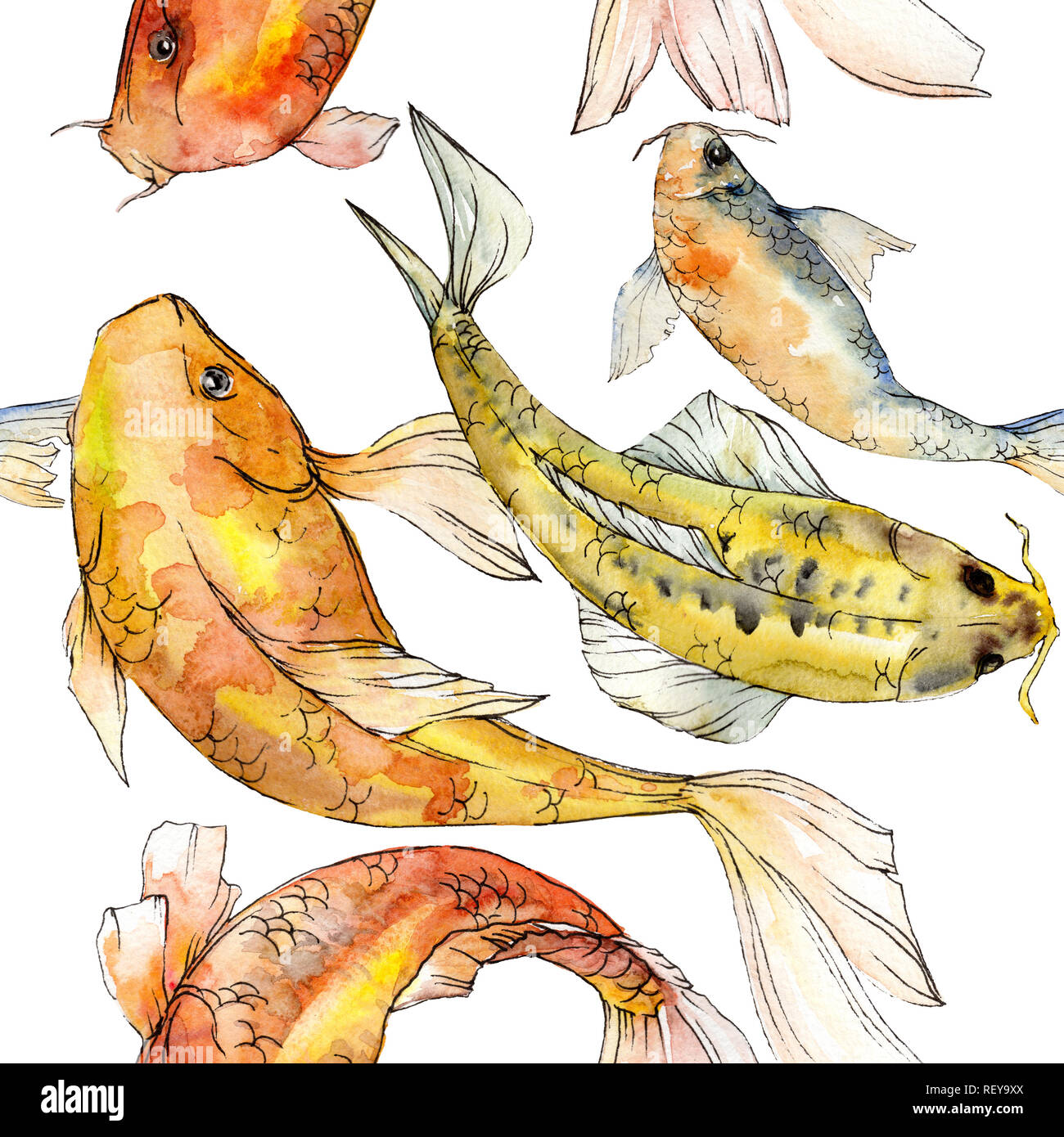 Watercolor pattern underwater elements Cut Out Stock Images & Pictures ...