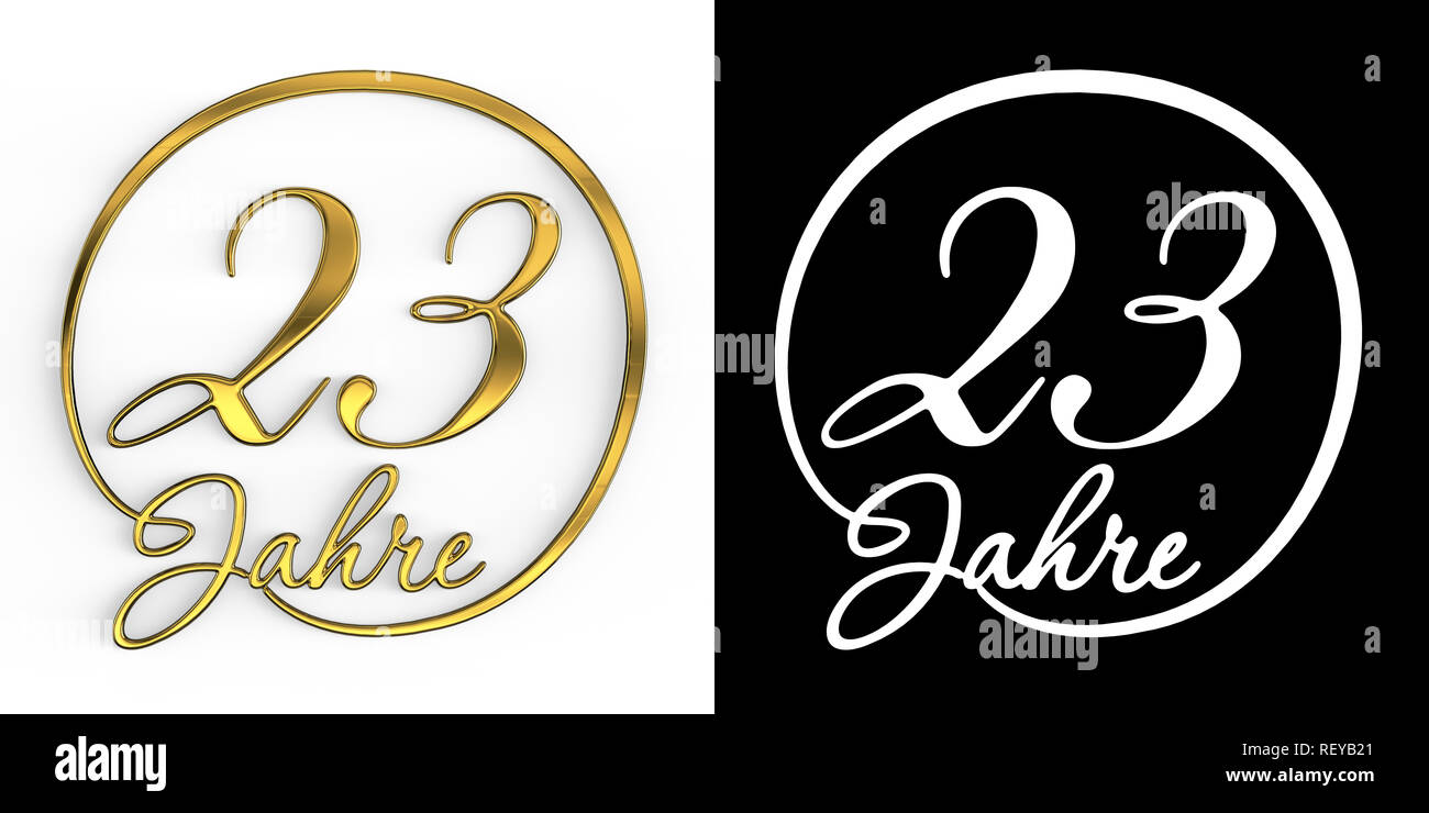 Golden number twenty-three years (number 23 years) in a circle, top ...