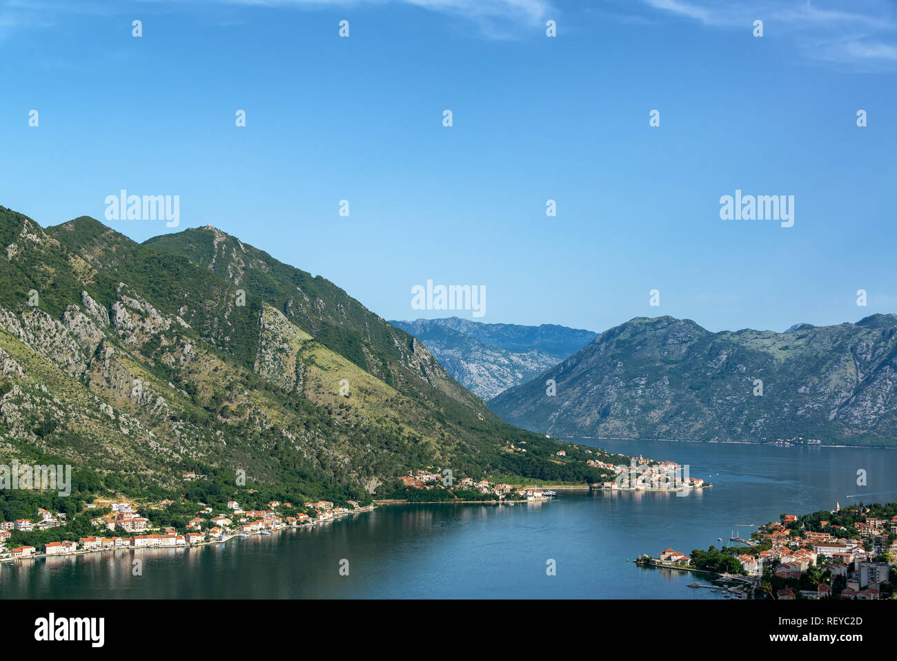 Beautiful landscape view of the Bay of Kotor in Kotor, Montenegro Stock ...