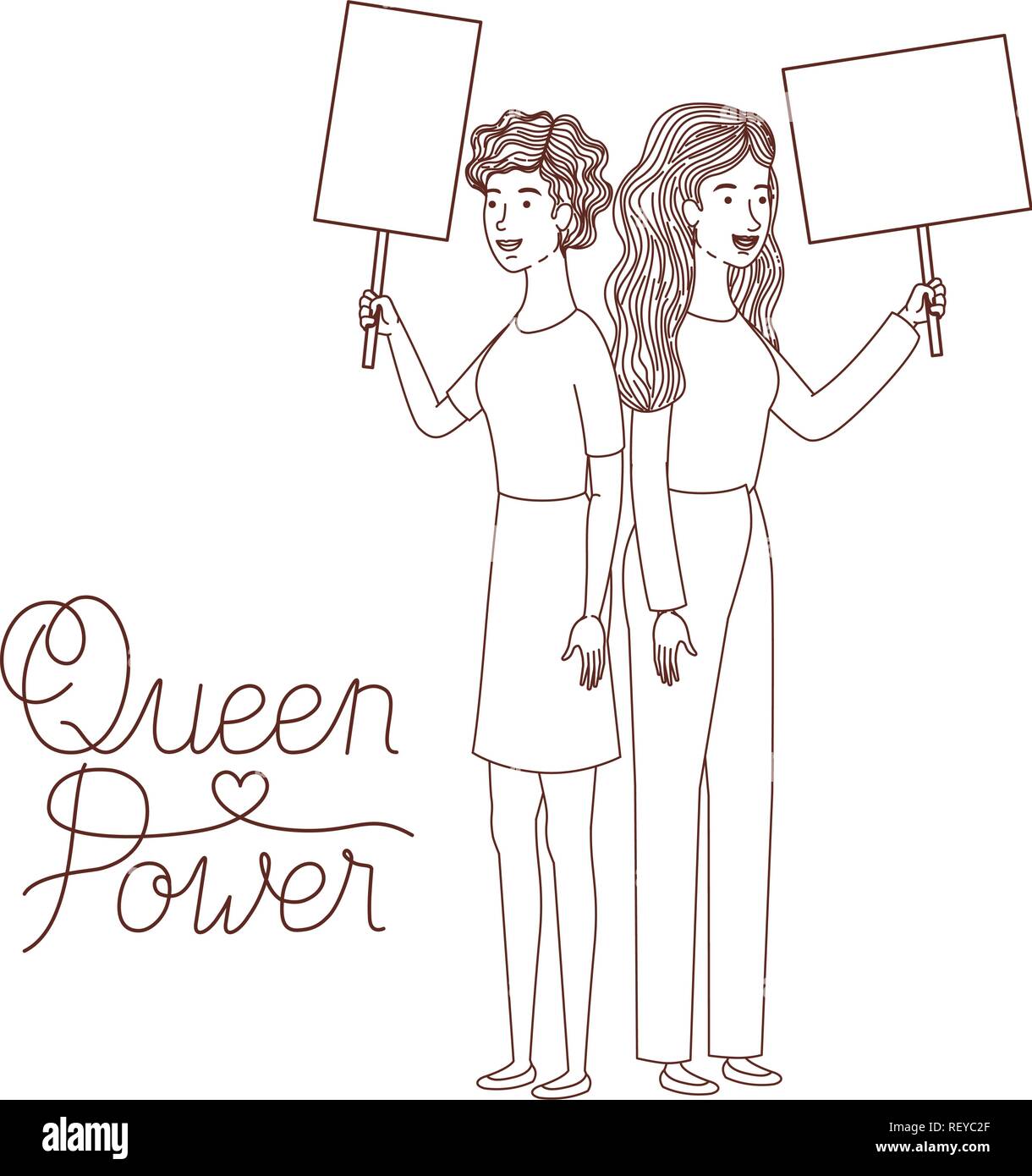 women with label queen power avatar character Stock Vector Image & Art ...