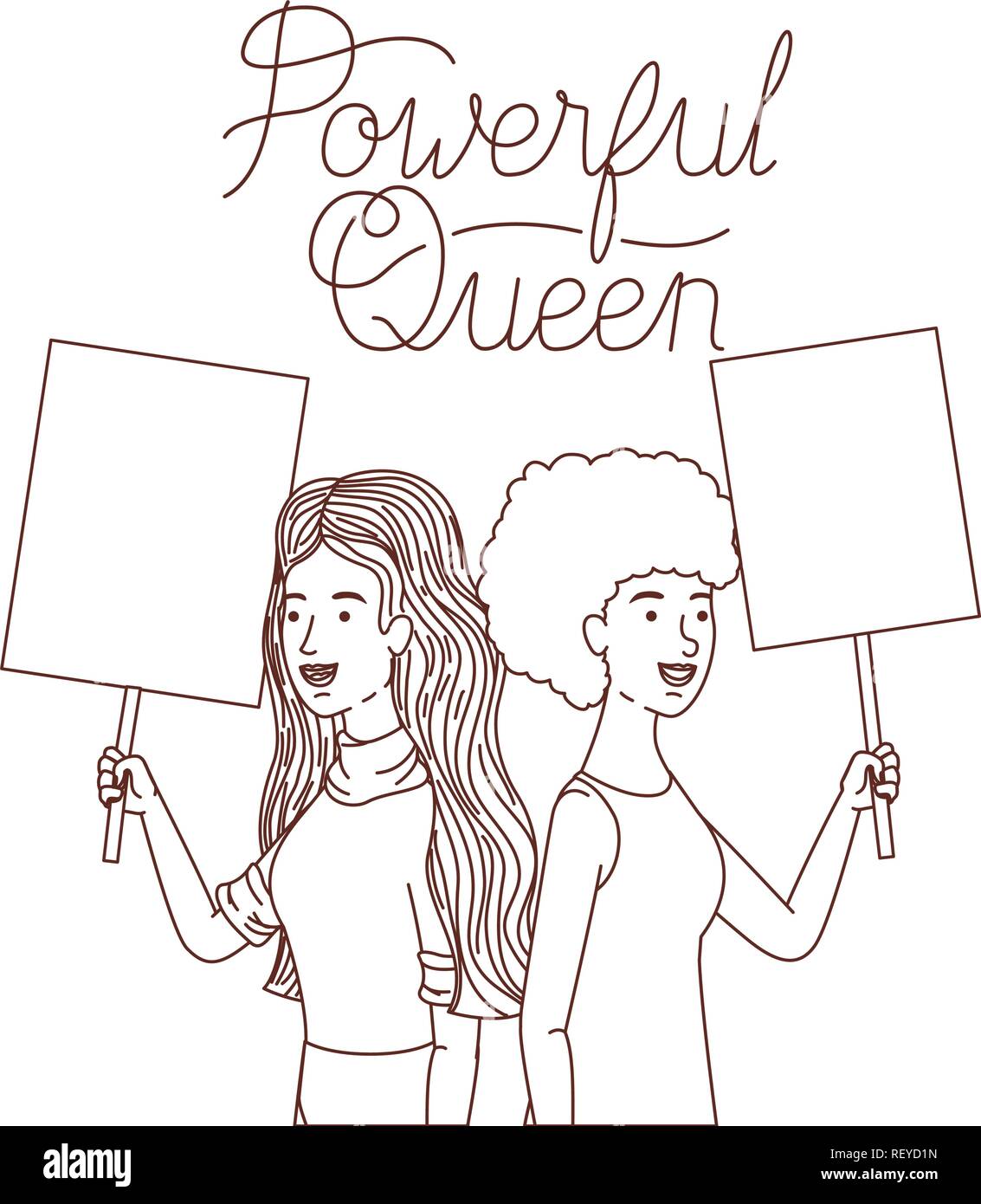 women with label powerful queen avatar character Stock Vector Image ...