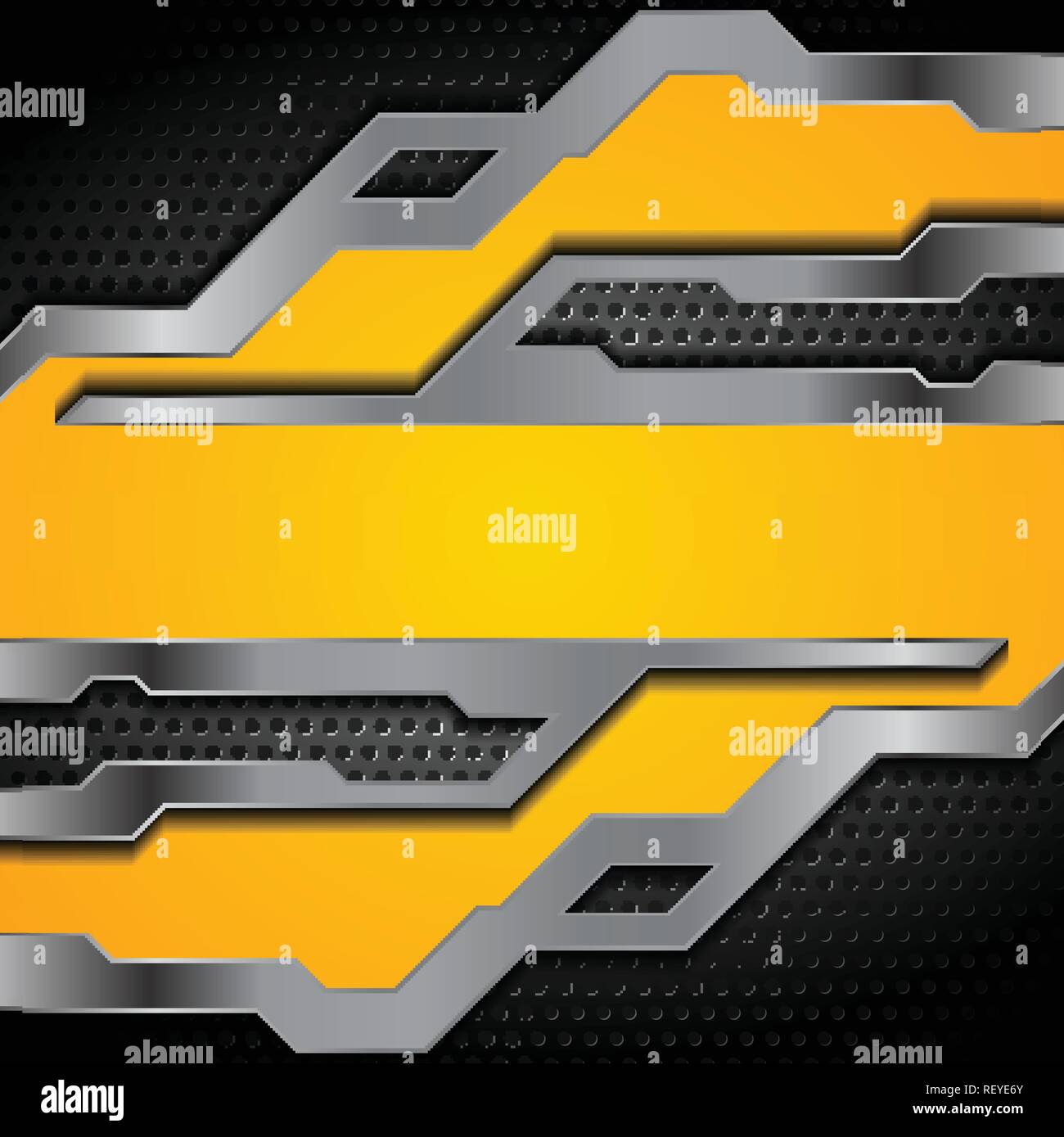 Bright orange and dark perforated metallic abstract technology ...