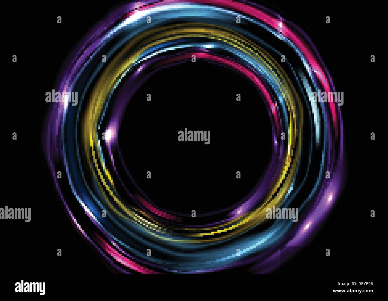 Colorful glowing electric neon rings circles abstract background ...