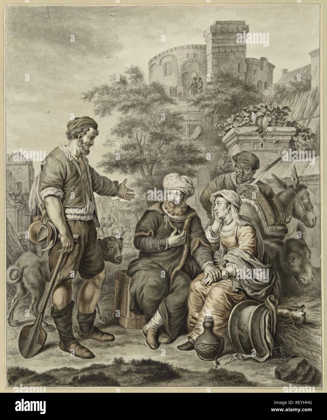 The Levite and his concubine in Gibeah. Draughtsman: Abraham Delfos ...