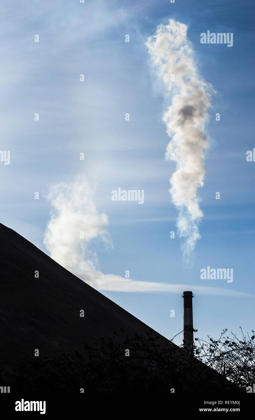 A smoke stack discharging smoke or steam in south Seattle, Washington ...
