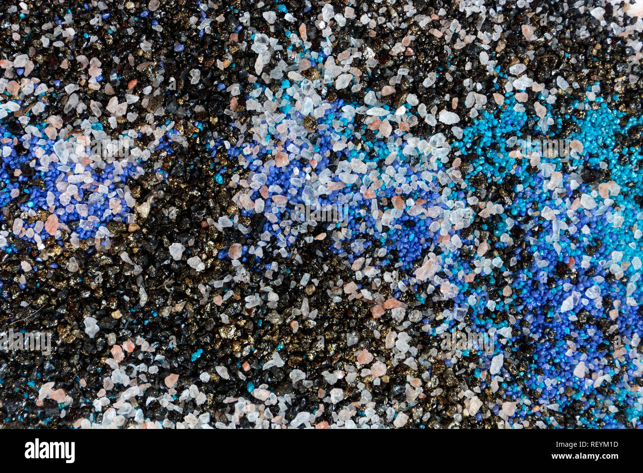Layered colorful sand pattern. Marble style background. Blue and gold ...