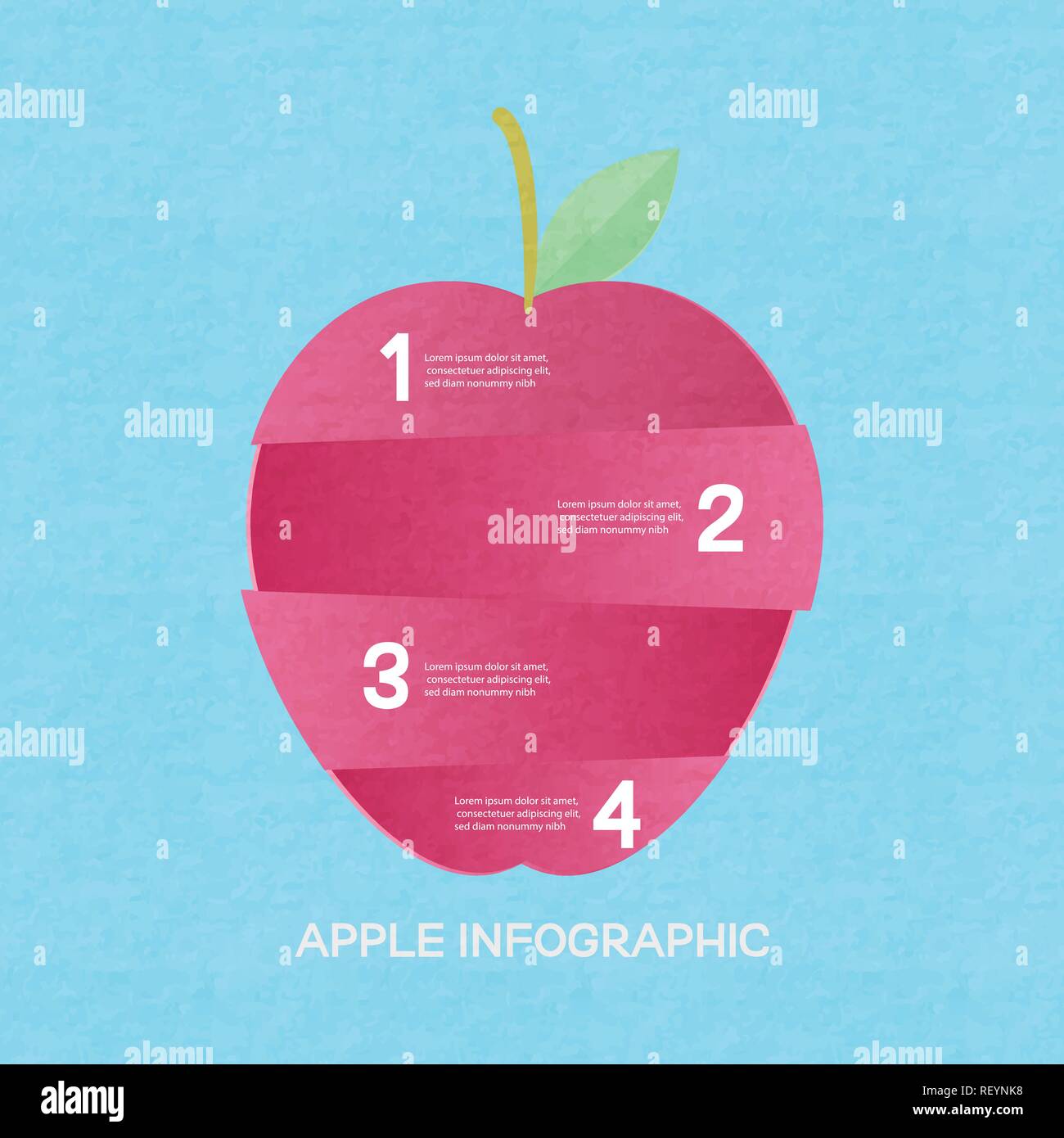 Creative business infographic design pieces of red apple on blue ...