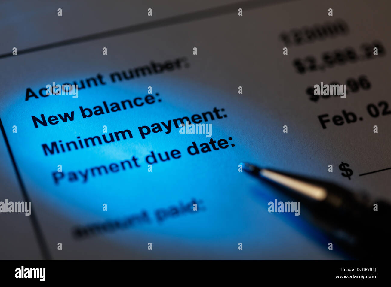 Paying the credit card bill, minimum payment Stock Photo - Alamy