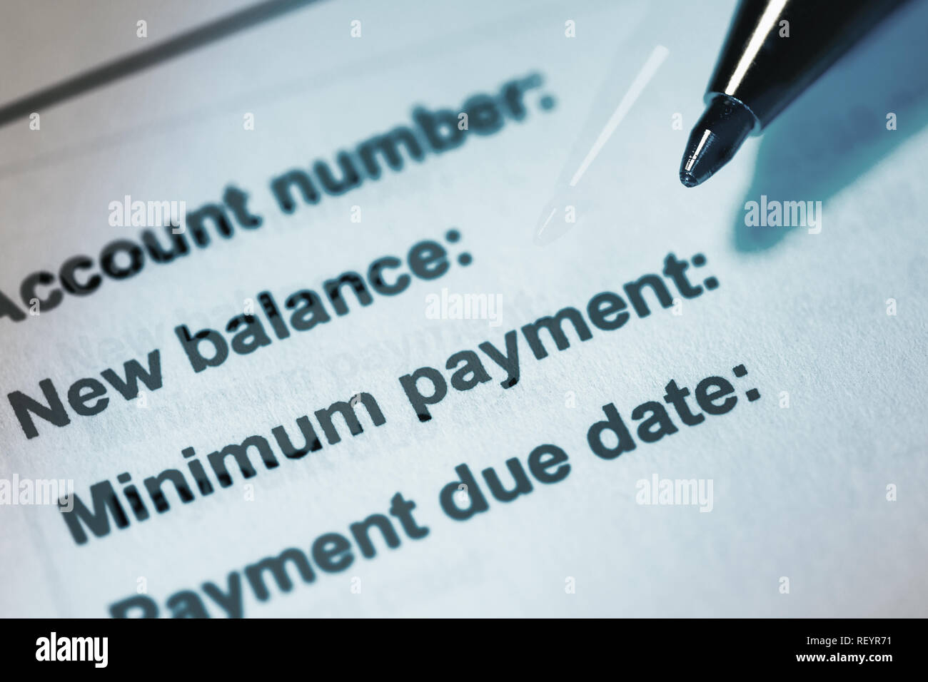 Paying the credit card bill, minimum payment Stock Photo - Alamy