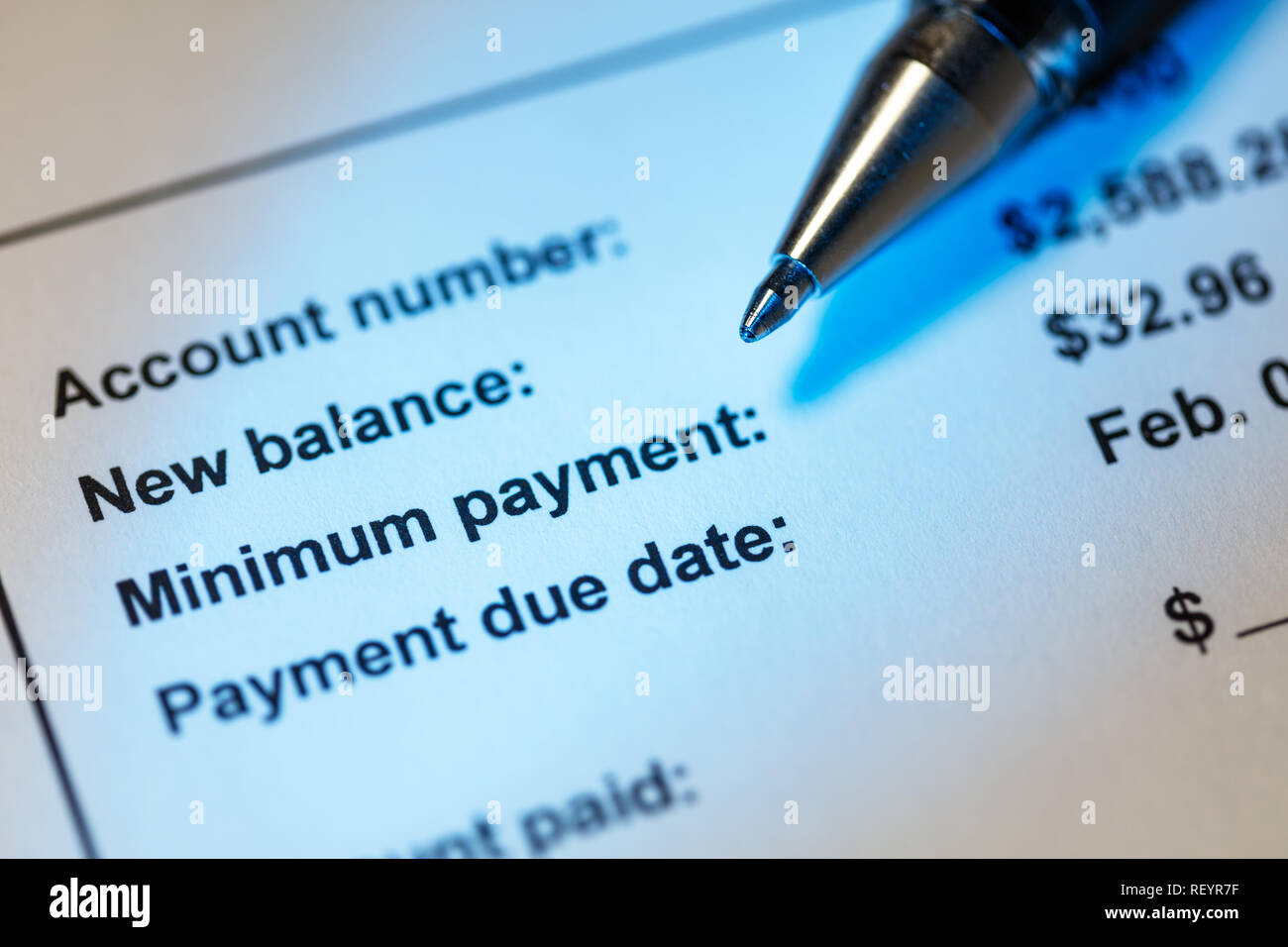 Paying the credit card bill, minimum payment Stock Photo - Alamy