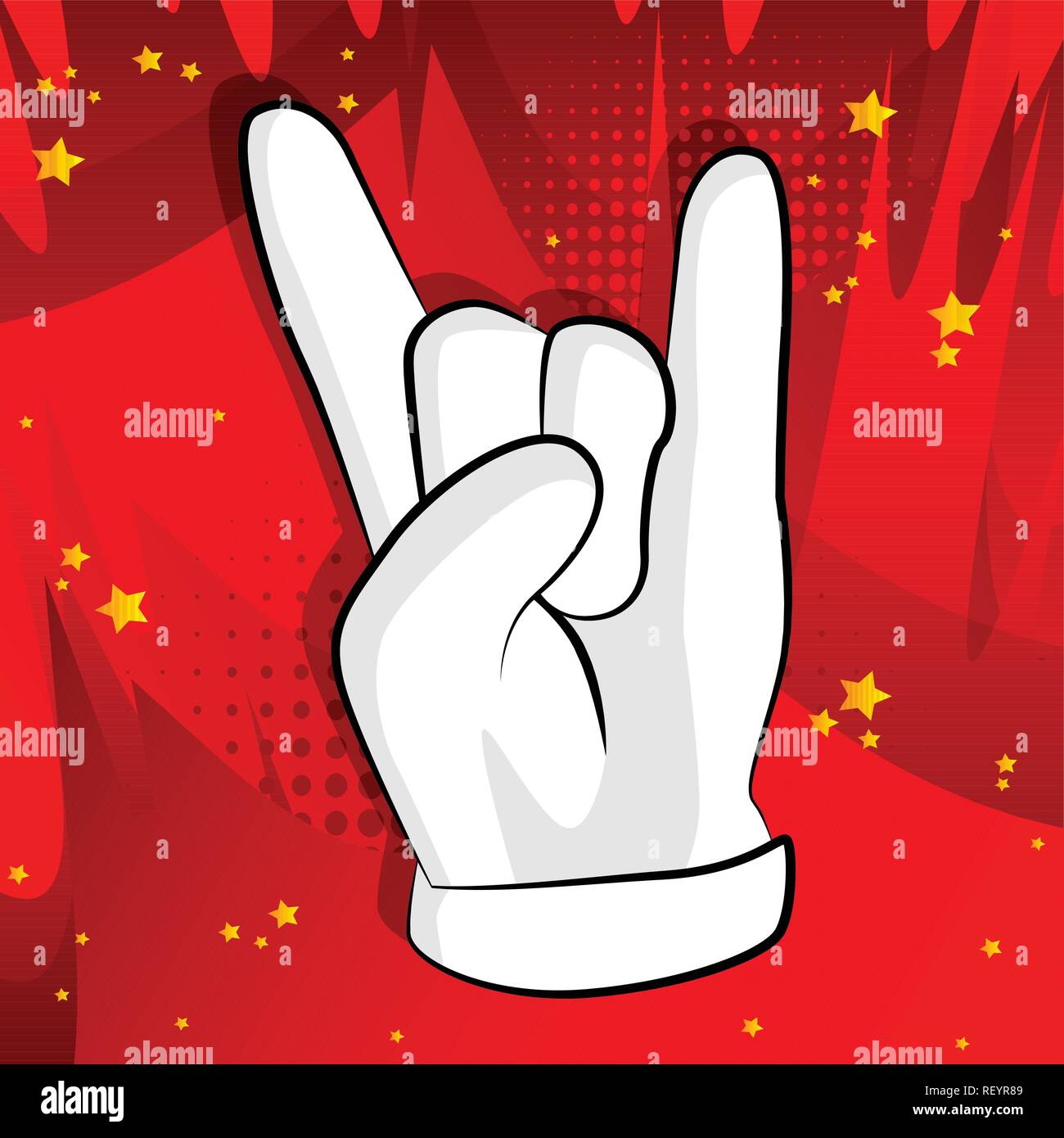 Vector cartoon hand in rocker pose. Illustrated hand expression ...