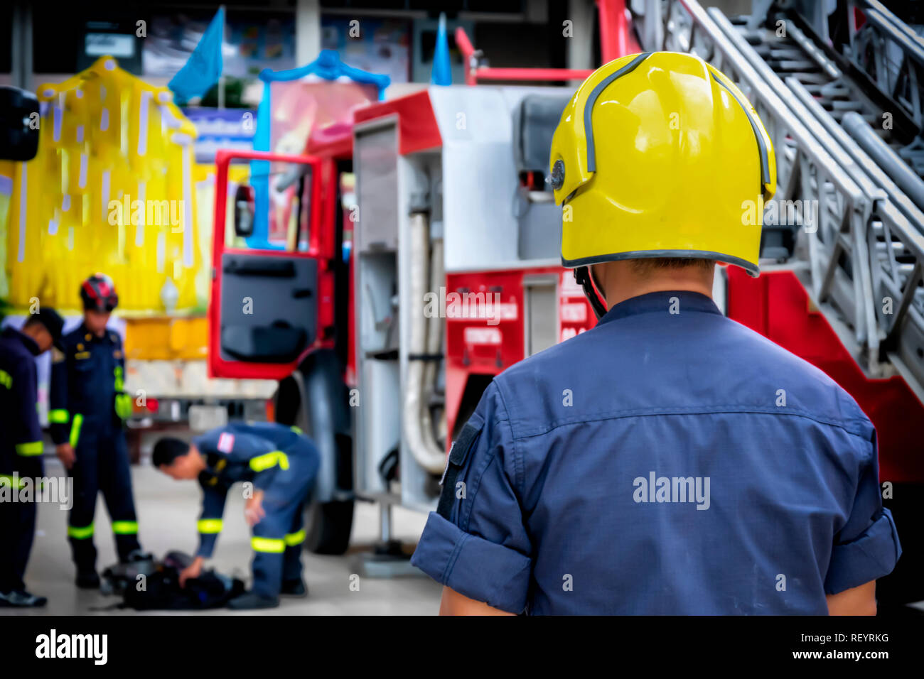 Firefighter, fireman. Emergency safety. Protection, rescue from danger ...