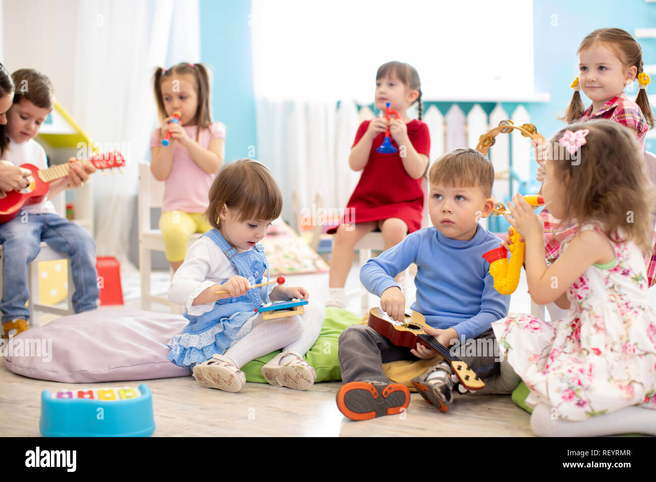 Diverse Group Of Children Playing Music Stock Photos & Diverse Group Of ...