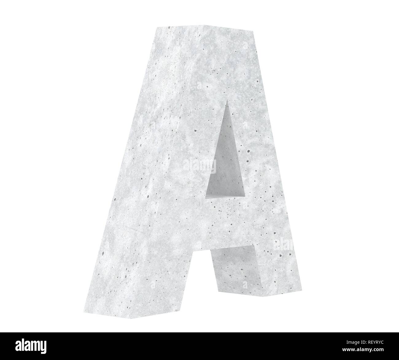 Concrete Capital Letter - A isolated on white background. 3D render ...