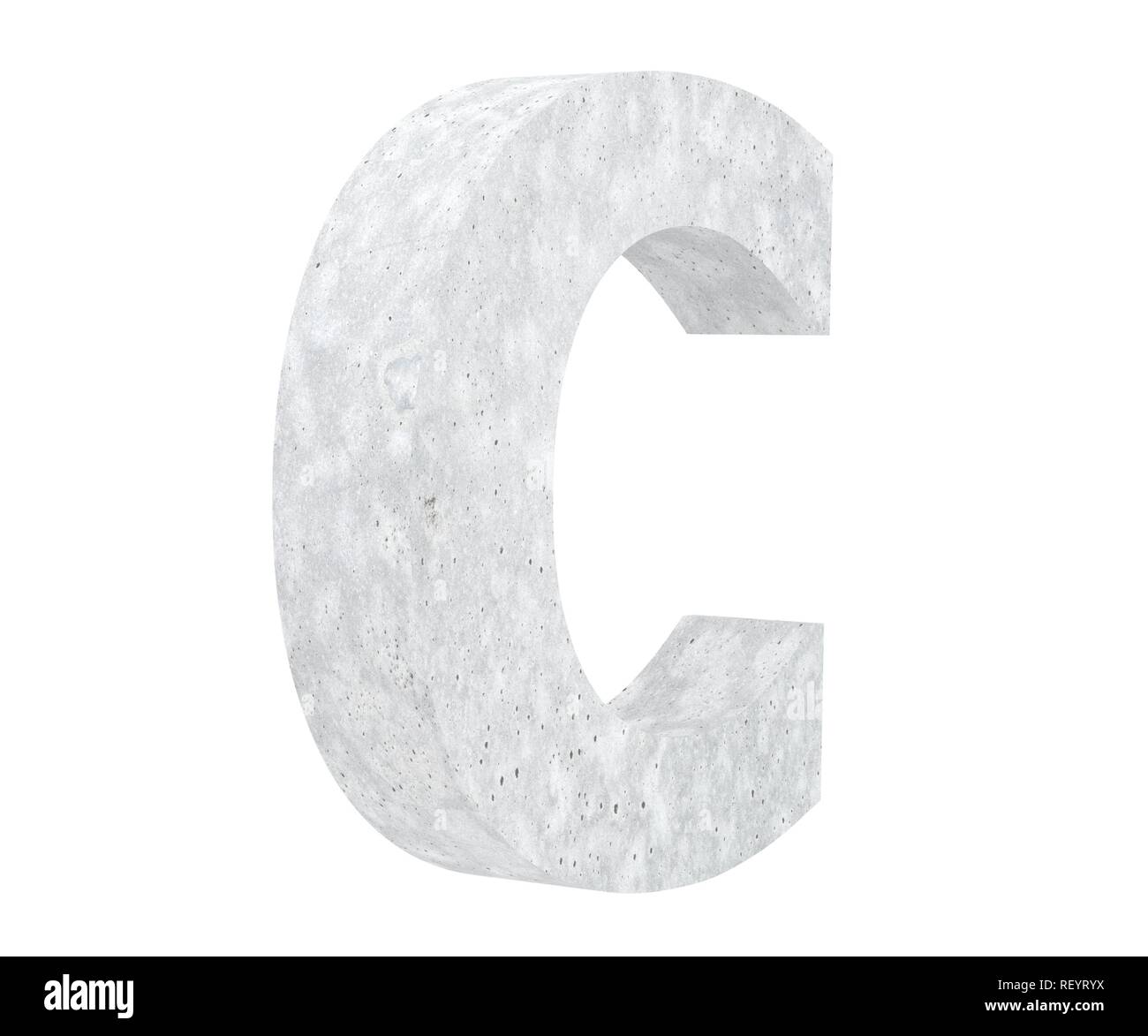 Concrete Capital Letter - C isolated on white background. 3D render ...