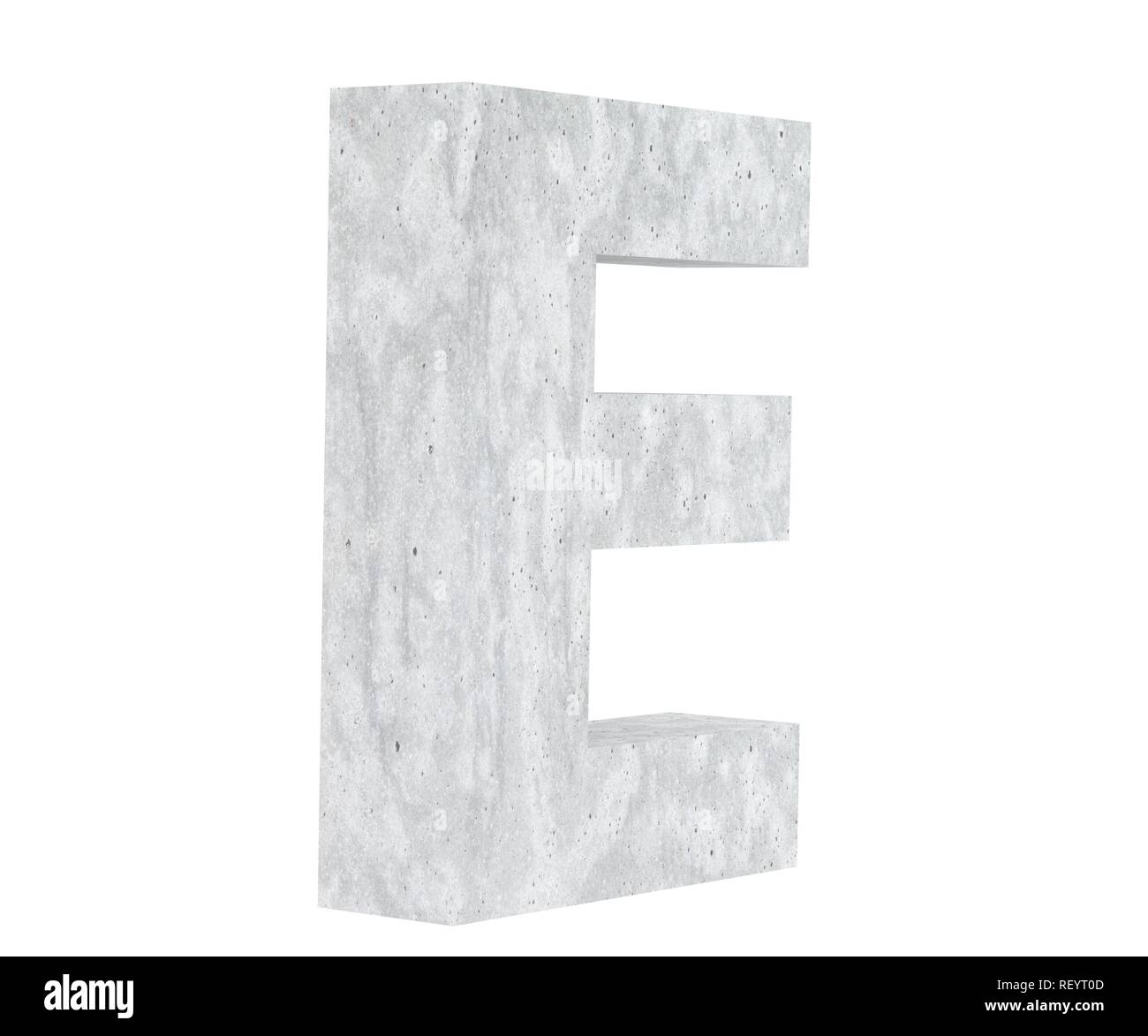 Concrete Capital Letter - E isolated on white background. 3D render ...