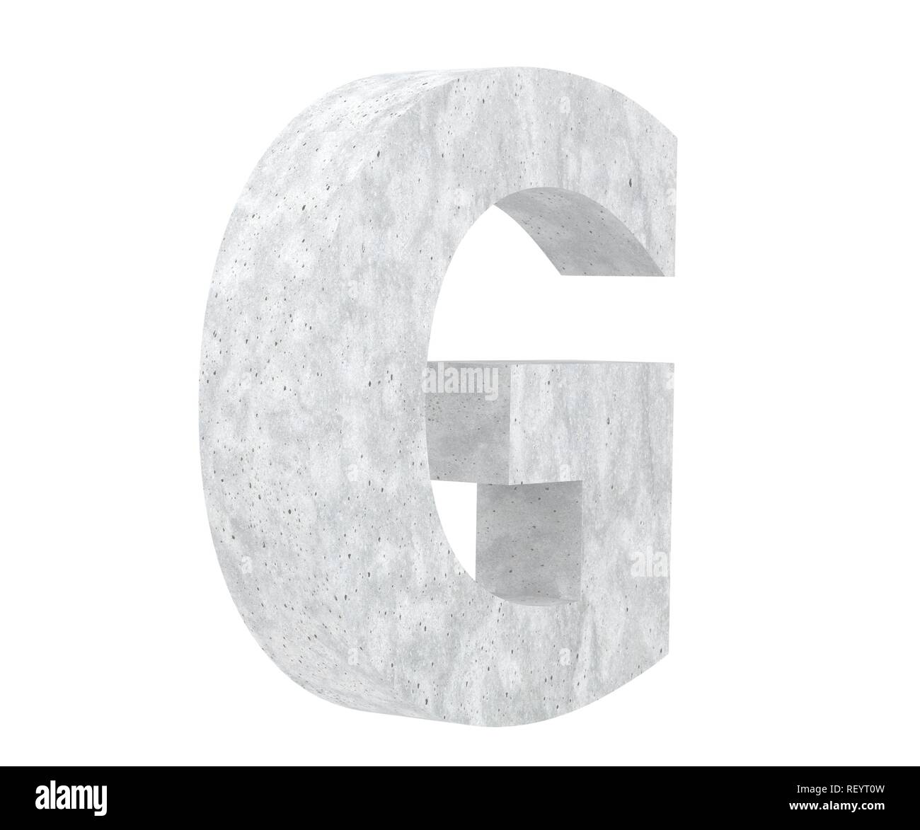 Concrete Capital Letter - G isolated on white background. 3D render ...