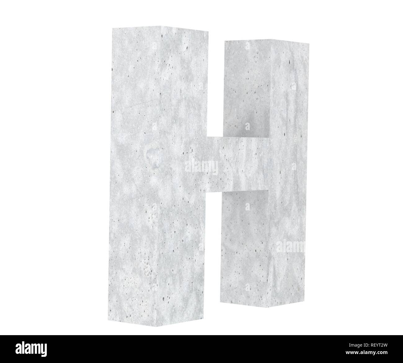 Concrete Capital Letter - H isolated on white background. 3D render ...