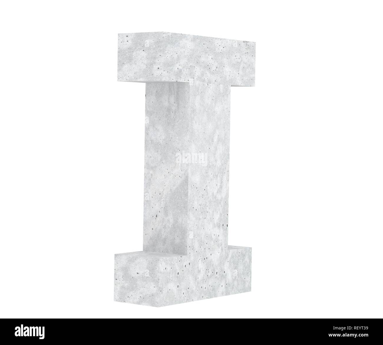 Concrete Capital Letter - I isolated on white background. 3D render ...