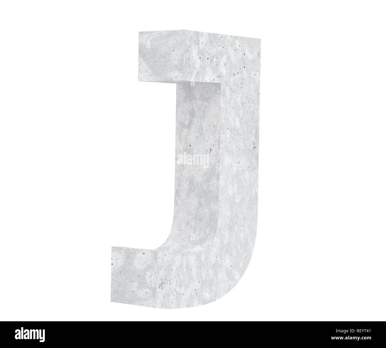 Concrete Capital Letter - J isolated on white background. 3D render ...