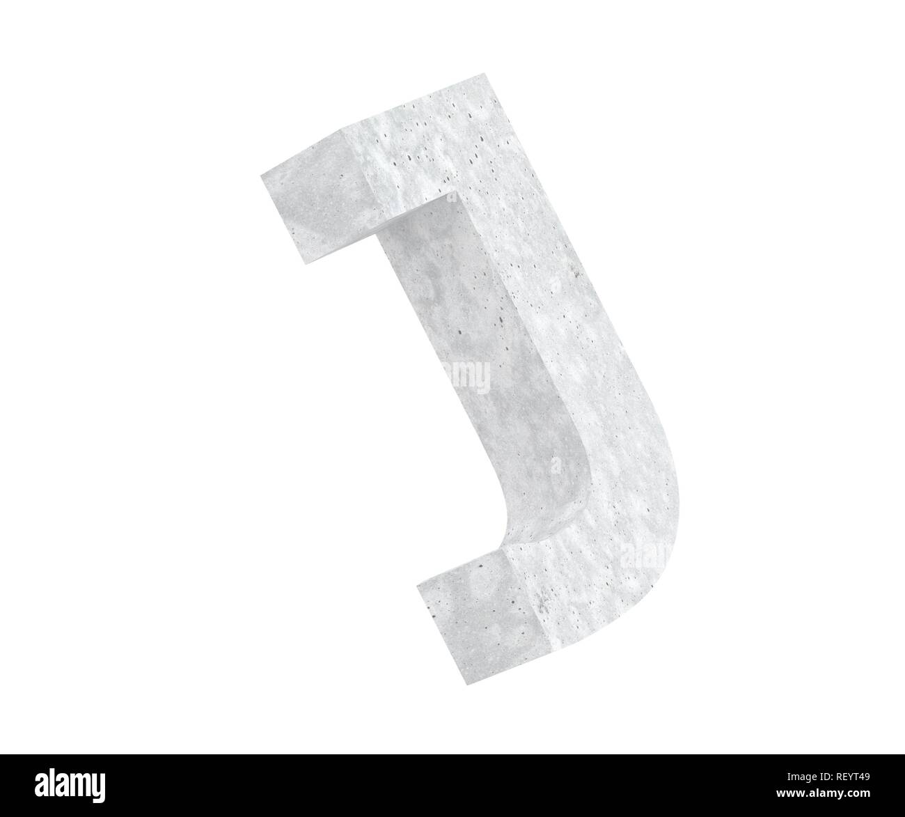Concrete Capital Letter - J isolated on white background. 3D render ...