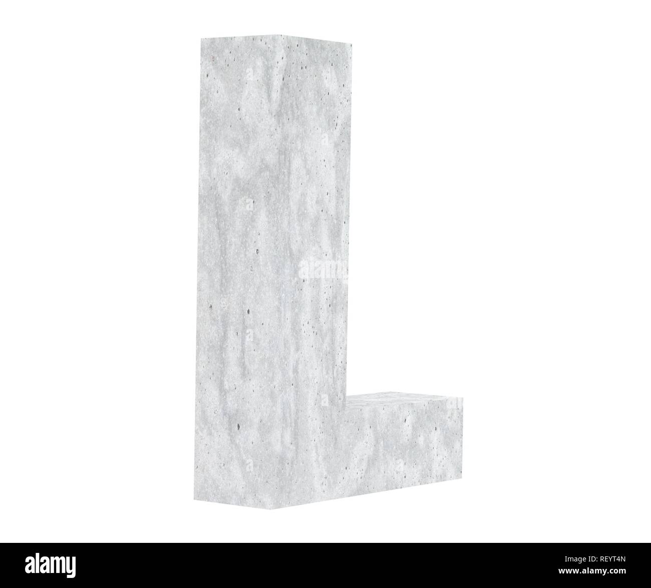 Concrete Capital Letter - L isolated on white background. 3D render ...