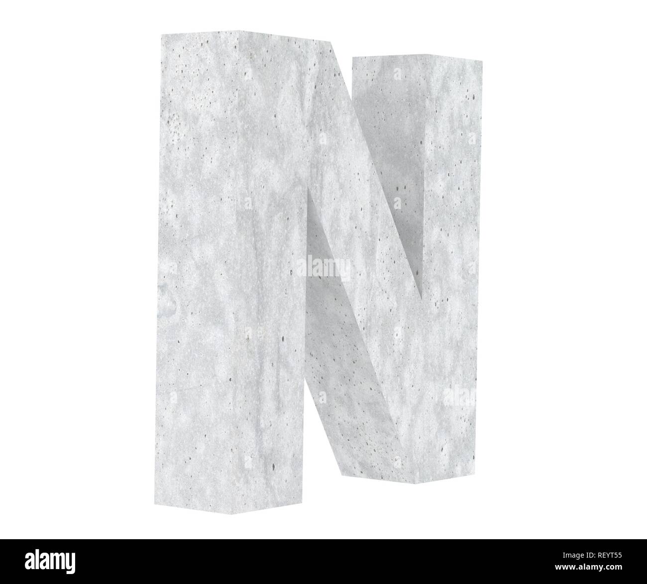 Concrete Capital Letter - N isolated on white background. 3D render ...
