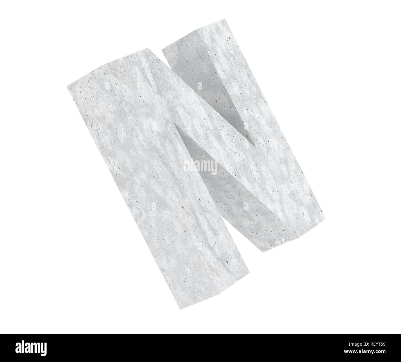 Concrete Capital Letter - N isolated on white background. 3D render ...