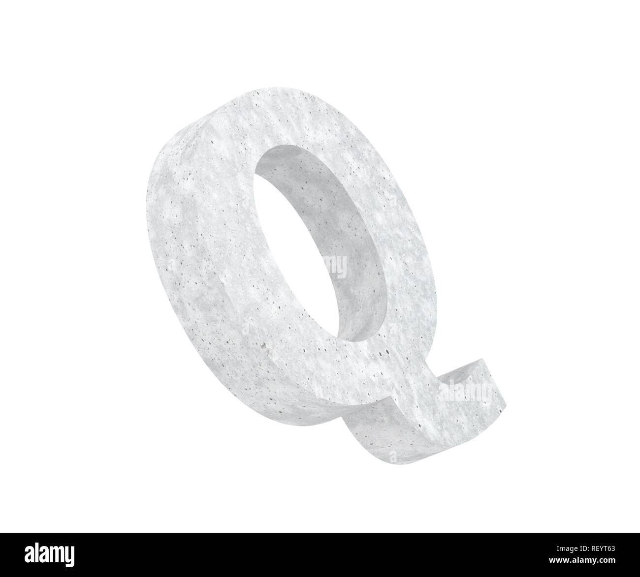 Concrete Capital Letter - Q isolated on white background. 3D render ...